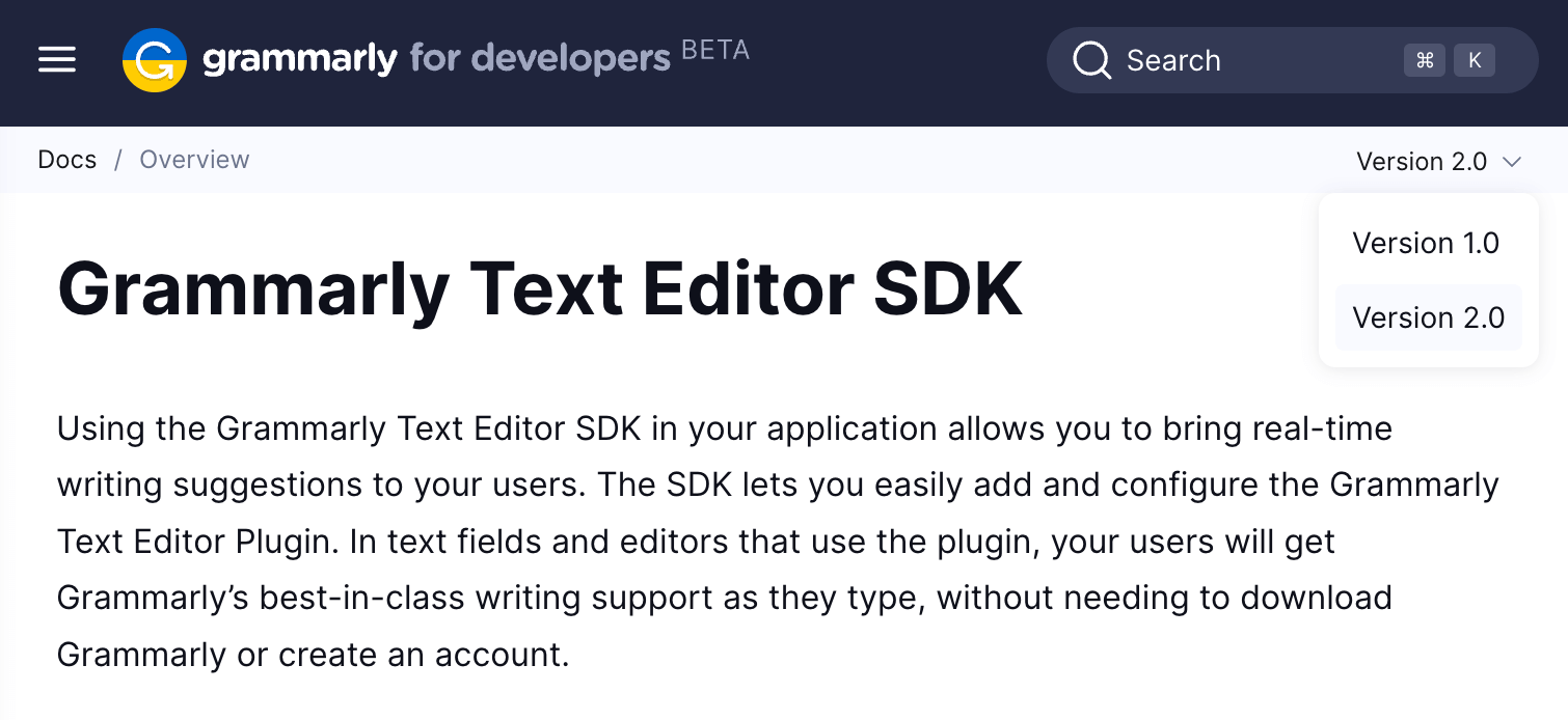 The Grammarly Text Editor Sdk Version 2 0 Grammarly Grammarly For